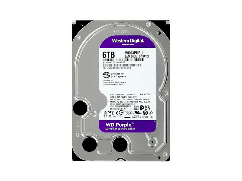 WD Purple 6TB Surveillance هارد بنفش 1 ترابایت پارت نامبر WD63PURU